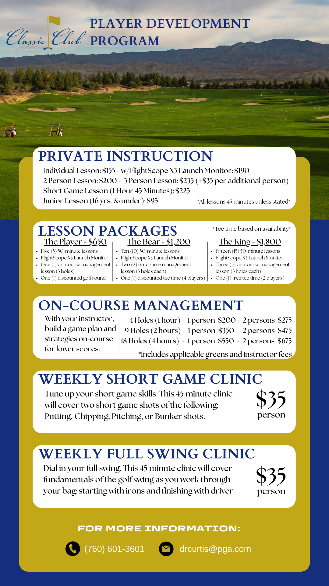 Private Lessons & Clinics - The Classic Club